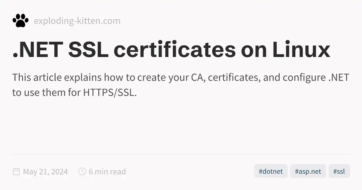 .NET SSL certificates on Linux