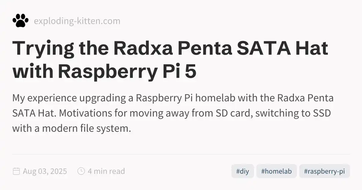 Trying the Radxa Penta SATA Hat with Raspberry Pi 5